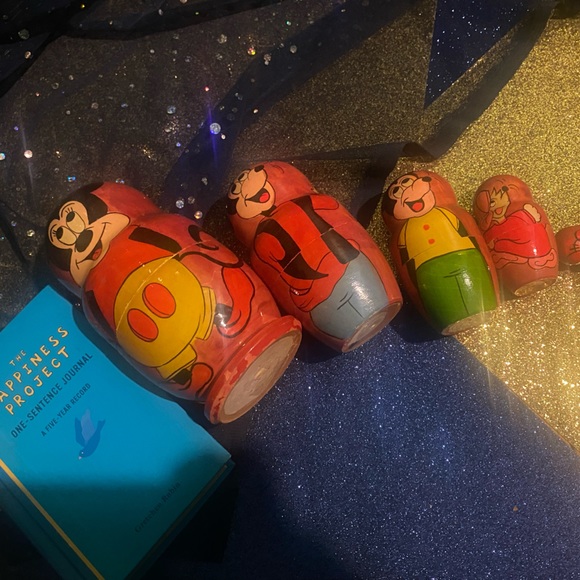 Disney | Other | Vintage Mickey Mouse Wood Russian Matryoshka Set Uber ...